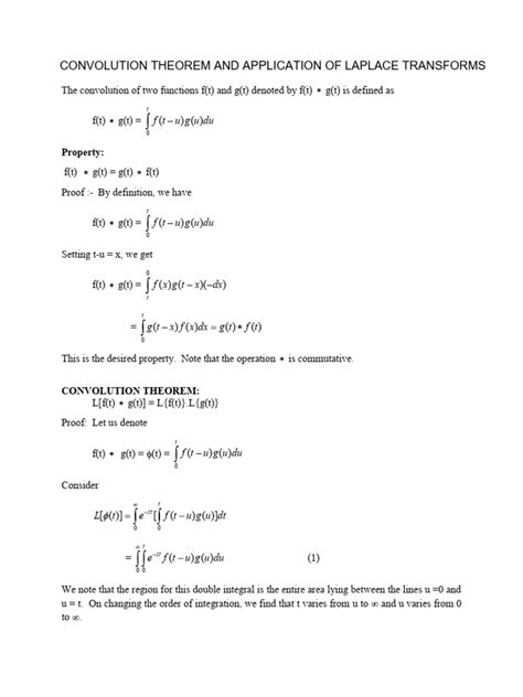 43 Convolution Theorem Applications Pdf Convolution Laplace