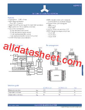 AS29F010 Datasheet PDF Alliance Semiconductor Corporation