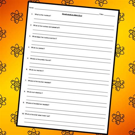Structure Of The Atom Short Answer Quiz By Lesson Plans With Purpose