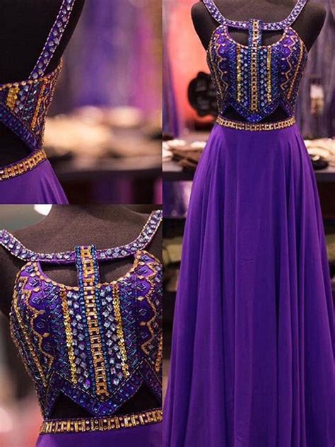 Sexy Prom Dresses A Line Scoop Floor Length Rhinestone Regency Long Pr