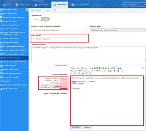 Updating The New Member Registration Email Template Grants Communityforce