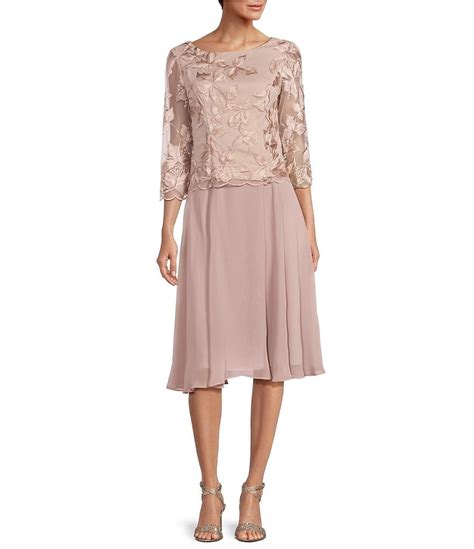 Alex Evenings 34 Illusion Sleeve Scoop Neck Embroidered Lace Sheath