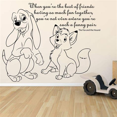 Best Of Friends The Fox And The Hound Disney Cartoon Wall Etsy