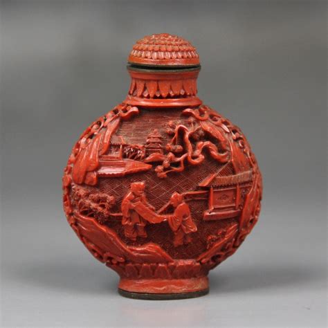 A Chinese Carved Cinnabar Lacquer Snuff Bottle Snuff Bottle Carving