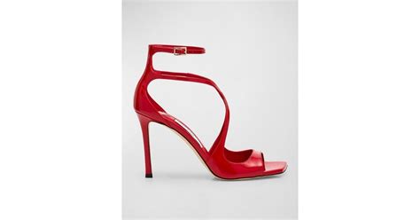 Jimmy Choo Azia Patent Strappy Stiletto Sandals In Red Lyst