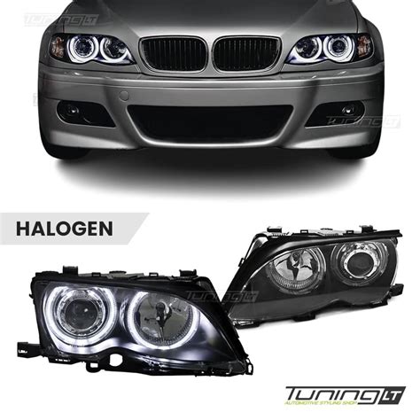 For Bmw E46 Sedan Touring Headlights Set Led Angel Eyes Facelift