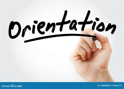 Hand Writing Orientation With Marker Stock Image Image Of Direction