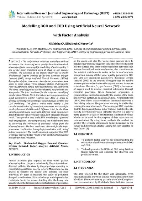Irjet Modelling Bod And Cod Using Artificial Neural Network With Factor Analysis Pdf