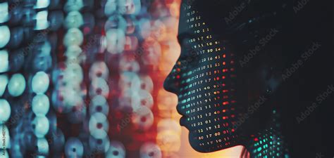 Silhouette Of A Womans Face With Digital Binary Code Overlay