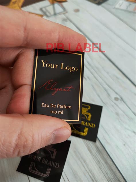 Black Background Metal Perfume Label With Metallic Printing Customized