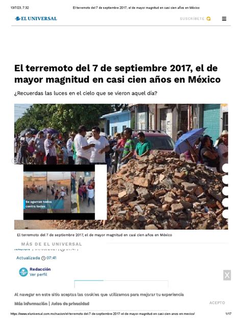 El Terremoto Del 7 De Septiembre 2017 Pdf Temblores Mecánica De