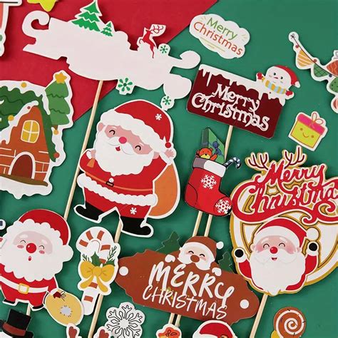 5個 クリスマスケーキトッパー メリークリスマス段ボールケーキ ト ケーキカップケーキプラグ レーション パ {region Name}