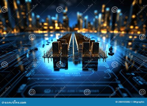 Abstract Technology Background Data Analyze From Microchip Blue Neon