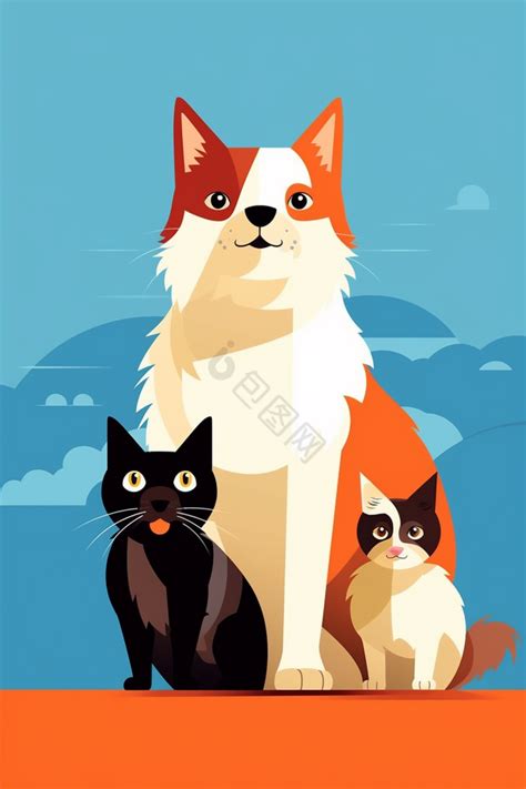 猫狗插画 猫狗插画图片 包图网