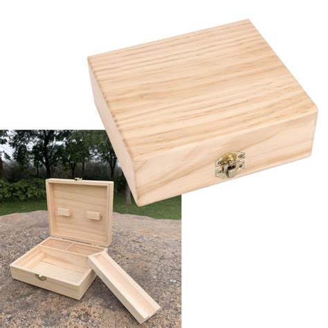 Wooden Smoking Box Safe Storage Sustainable Stash Box With Rolling