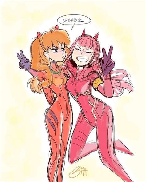 Zero Two And Asuka By Zoey Simpson Rdarlinginthefranxx