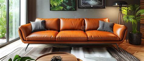 Sleek Minimalist Living Space With Chic Leather Sofa Concept