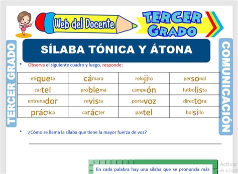 La Sílaba Tónica y Átona Descubra a emoção do jogo jogo para