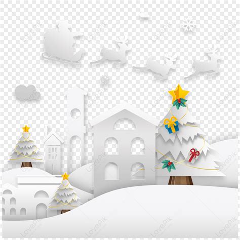 크리스마스 종이 컷 겨울 마을성탄절제전춥다 Png 일러스트 무료 다운로드 Lovepik