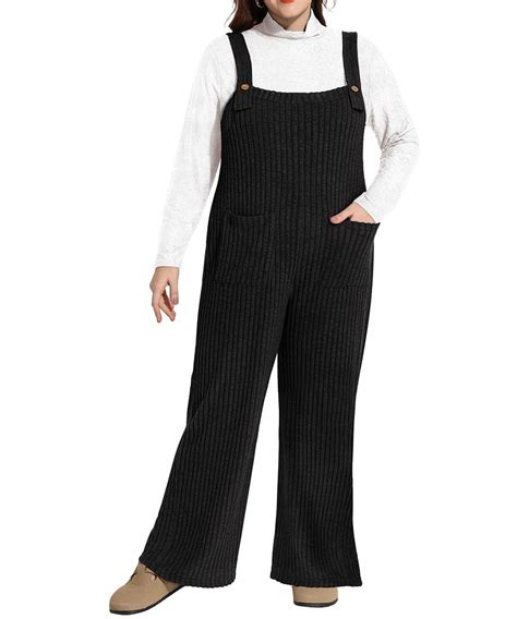 Cassie Liz Plus Size Romper For Curvy Ladys Sleeveless 5x Black Jumpsuits Loose Bib Pants