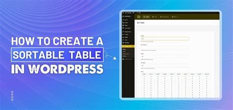 How To Create Sortable Tables In Wordpress