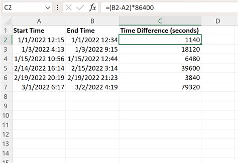 How Do I Calculate The Difference Between Two Times In Seconds Using Excel