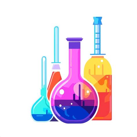 Premium Vector Test Glass Flask With Solution In Research Laboratory