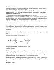 Confidence Intervals Notes Docx Confidence Intervals Confidence Intervals Do Not Contain Any