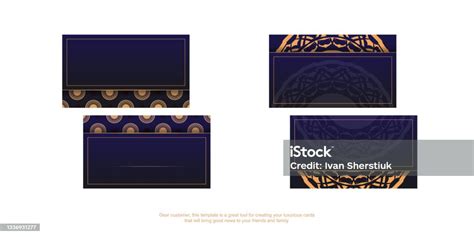 럭셔리 패턴의 벡터 레디 프린트 블루 컬러 명함 디자인 텍스트 와 빈티지 장식을위한 장소명함 템플릿 0명에 대한 스톡 벡터 아트 및 기타 이미지 Istock