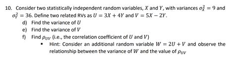 solved 10 consider two statistically independent random