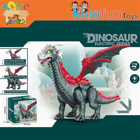 Jual Mainan Robot Dinosaurus Berjalan Elektrik Sayap Bergerak Lampu 3d