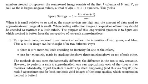 Solved Linear Algebra 2 2 Image Compression In Lab 4 W