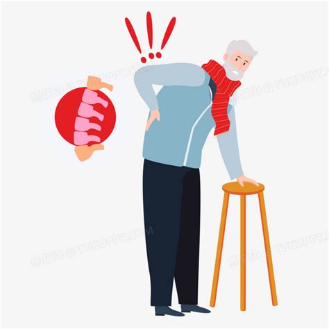 卡通手绘老人腰酸背痛难受元素png图片素材下载手绘png熊猫办公