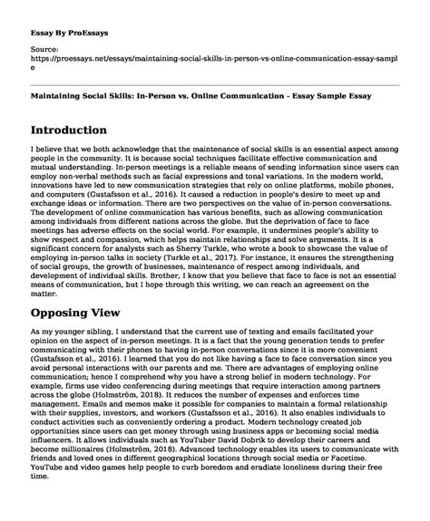 📗 Maintaining Social Skills In Person Vs Online Communication Essay