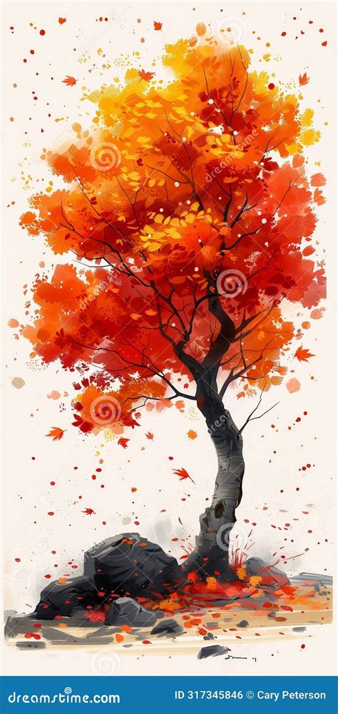 Falling Flames The Fiery Defense Of The Red Leaf Tree S Acorns Stock