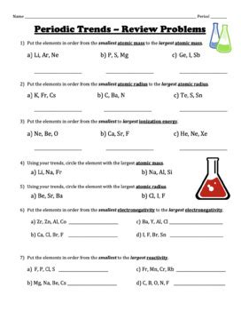 Periodic Trends Review Problems By Chemistry Wiz TpT