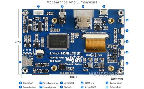 Waveshare Inch IPS Screen X Capacitive Touch LCD HDMI Interface Monitor Supports Mini