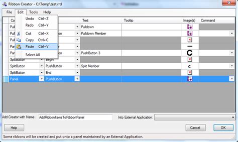 Ribbon Creator For Revit Api Edit Revit Ribbon Definition Rows