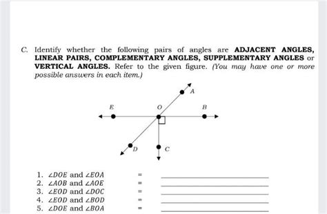 Identify Whether The Following Pairs Of Angles Are Adjacent Angles