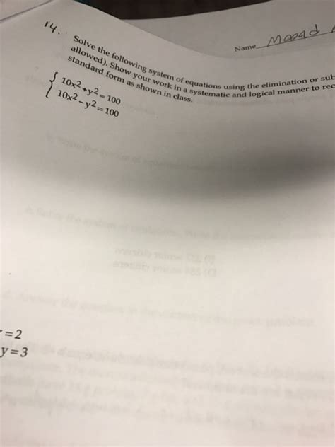 solved solve the following system of equations using the