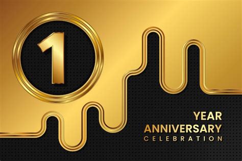 Premium Vector | 1 year anniversary celebration template design golden ...