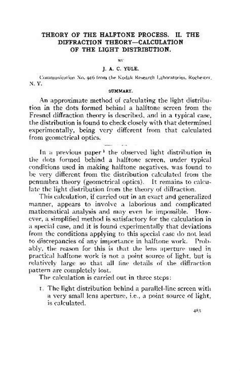 Pdf Theory Of The Halftone Process Ii The Diffraction Theory