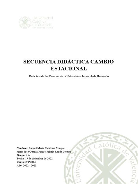 Grupo 4a Secuencia Didáctica Pdf Invierno Tierra