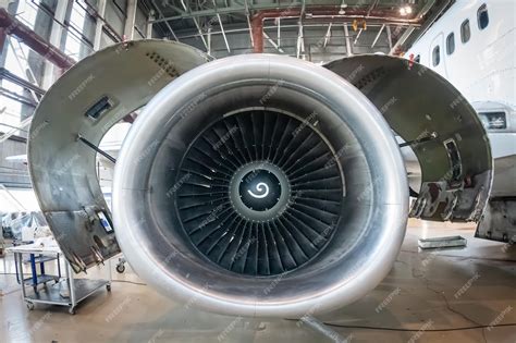 Premium Photo Close Up Of Open High Bypass Turbofan Aircraft Engine