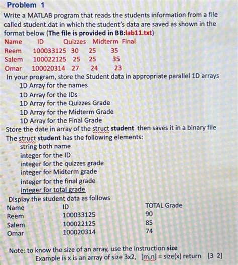 Solved Problem 1 Write A Matlab Program That Reads The