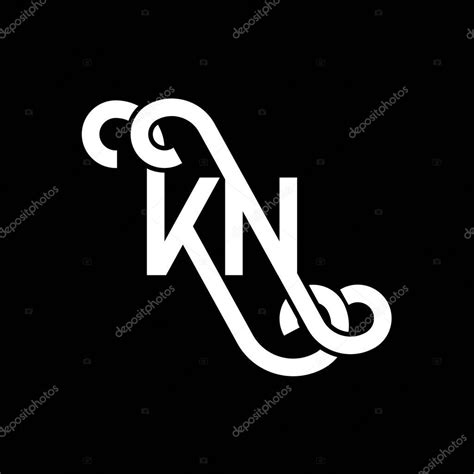 Diseño del logotipo de la letra KN sobre fondo negro KN iniciales