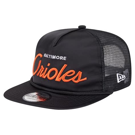 Mens Baltimore Orioles New Era Black Retro Satin Script Golfer