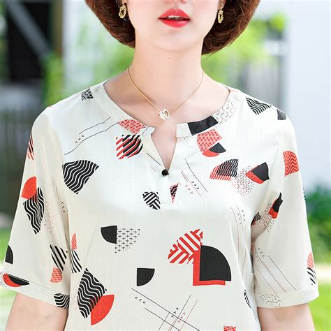 လူလတ်ပိုင်း အမျိုးသမီးဝတ် လက်တို တီရှပ် အမျိုးသမီး လူလတ်ပိုင်း Mom ဝတ်စုံ ပေါင်း ဆီ Xl Mayang လေ