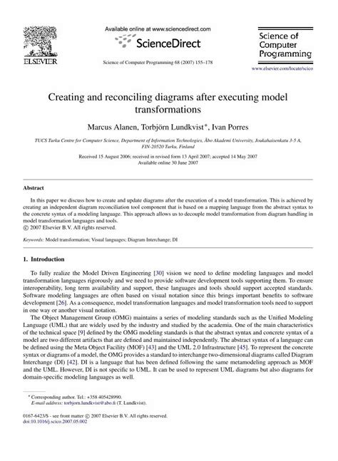 PDF Creating And Reconciling Diagrams After Executing Model Transformations DOKUMEN TIPS