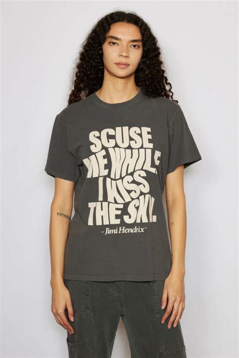 Jimi Hendrix Scuse Me While I Kiss The Sky Tee Olive And Tweed